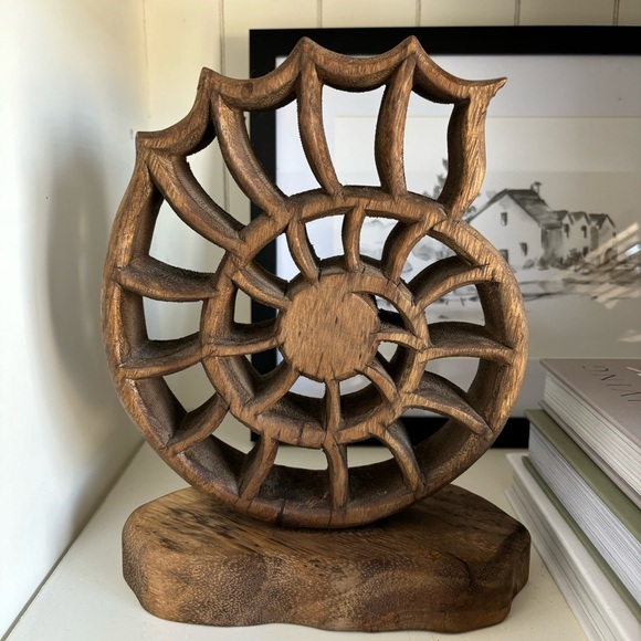 Vintage | Accents | Vintage Coastal Hand Carved Wooden Seashell ...